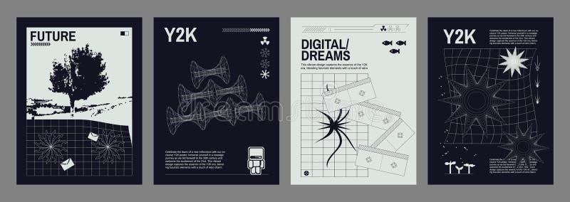 Poster and Cover Design Layout in Y2k Style Stock Illustration ...