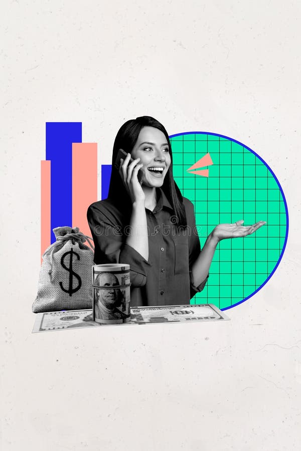 Poster Creative Collage of Young Person Having Money Funds on White ...