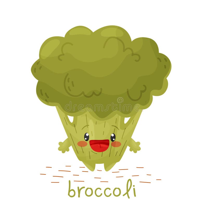 Broccoli Cute Anime Humanized Smiling Cartoon Vegetable Food Character ...
