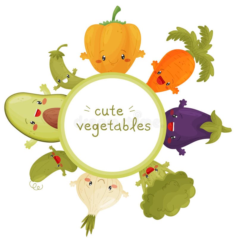 Poster of cute vegetables stock illustration. Illustration of childhood ...