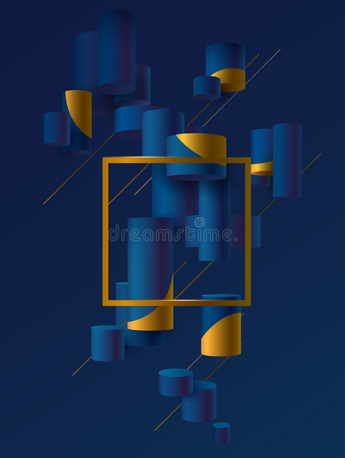 Poster with 3D cylinders stock vector. Illustration of digital - 225766543