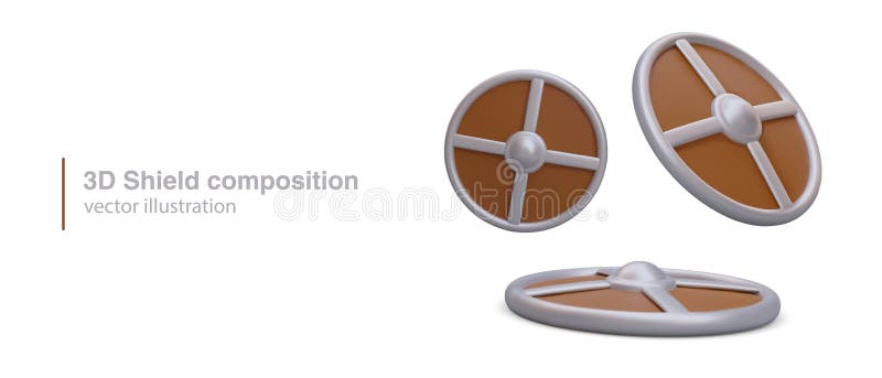 Poster with 3d Realistic Shield Composition. Armor for Knights Games ...