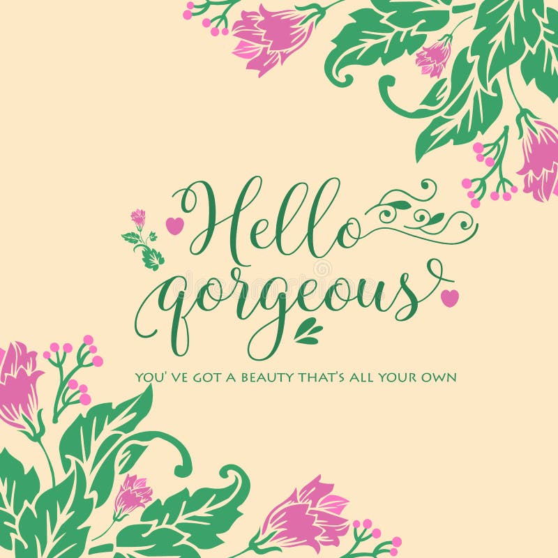 Poster Decor for Hello Gorgeous, with Leaf and Pink Wreath Unique Frame ...