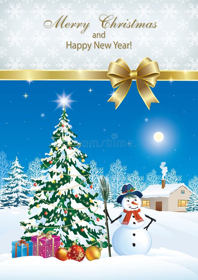 Poster with Decorated Christmas Tree Stock Vector - Illustration of ...