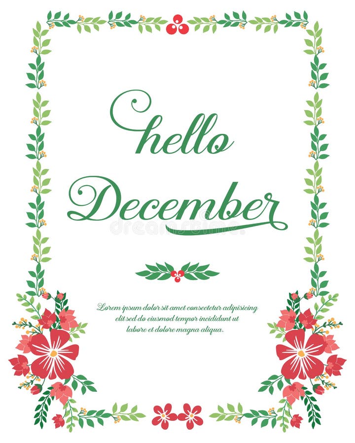 Poster Decoration of Hello December, with Texture Element of Red Flower ...