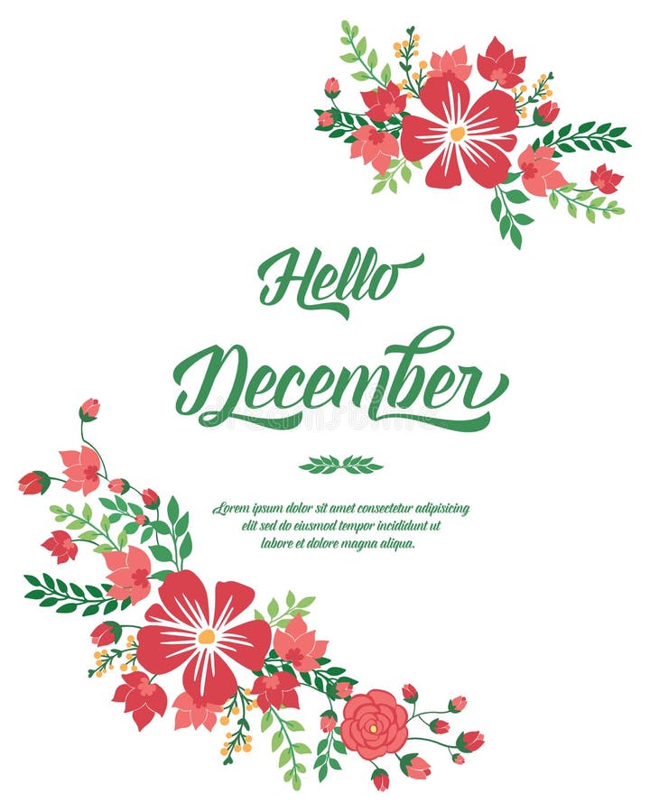 Poster Decoration of Hello December, with Texture Element of Red Flower ...