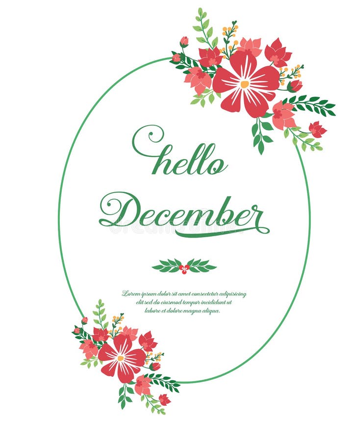 Poster Decoration of Hello December, with Texture Element of Red Flower ...