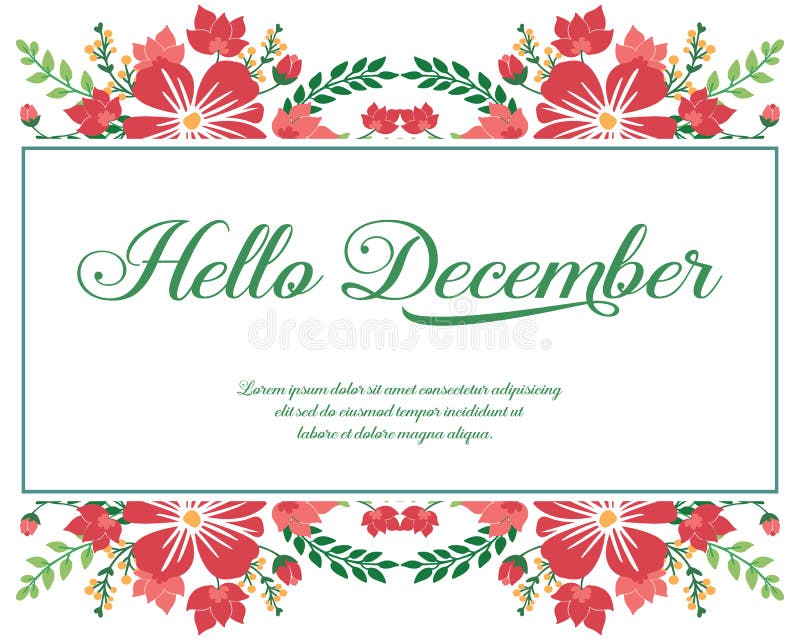 Poster Decoration of Hello December, with Texture Element of Red Flower ...