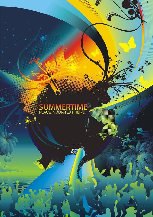 Poster Design with Dancing Crowd Stock Vector - Illustration of fresh ...