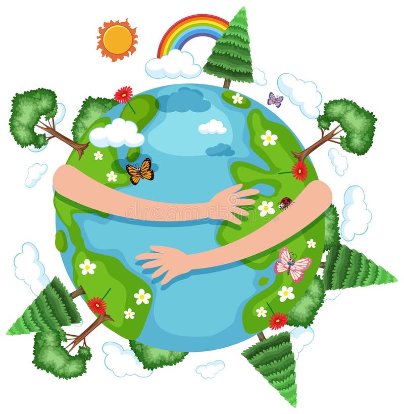 Poster Design for Happy Earth Day with Big Hands Hugging Earth Stock ...