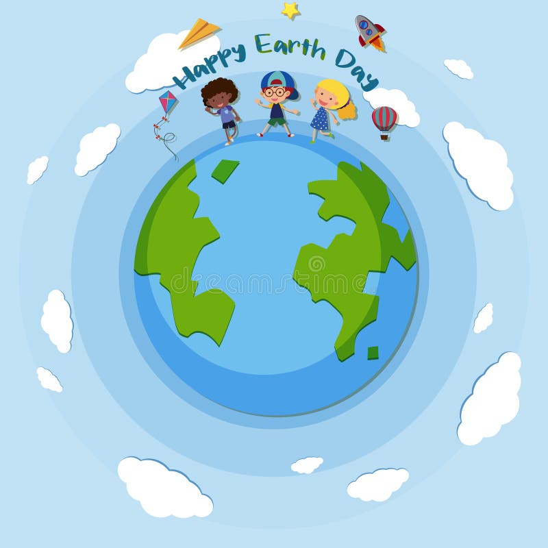 Poster Design for Happy Earth Day with Children on Earth Stock Vector ...