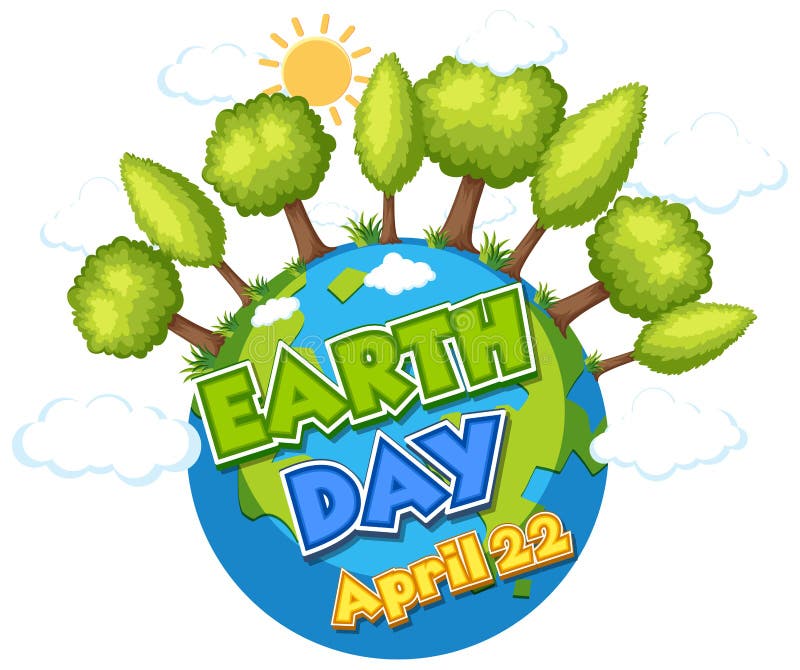Poster Design for Happy Earth Day with Green Forest on Earth Stock ...