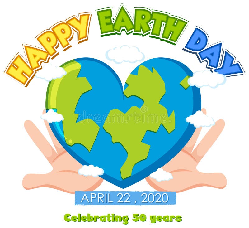 Poster Design for Happy Earth Day with Earth in Heart Shape Stock ...