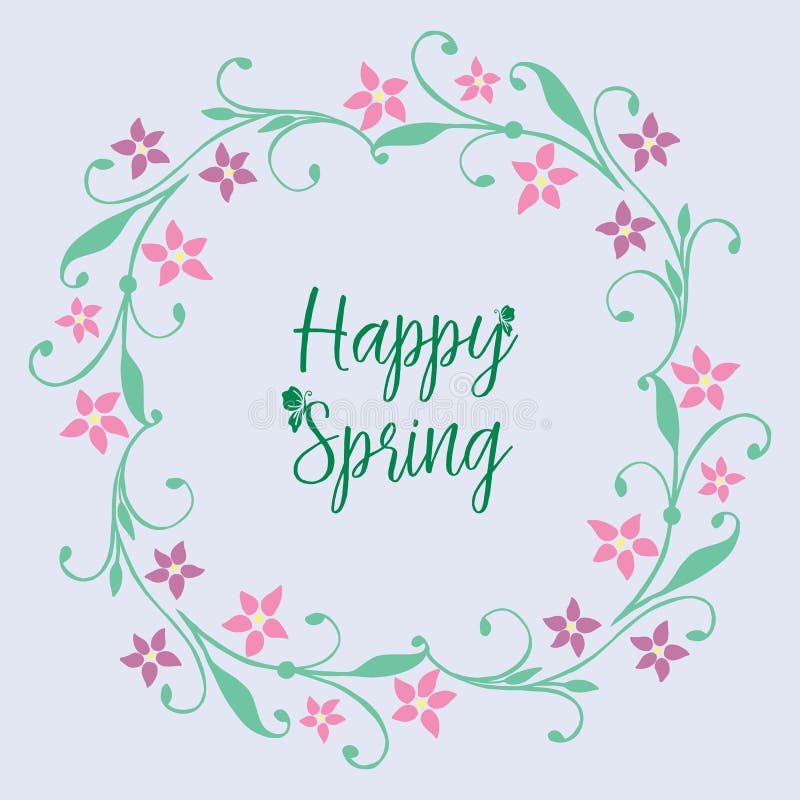 Poster Design for Happy Spring, with Unique of Leaf and Pink Flower ...