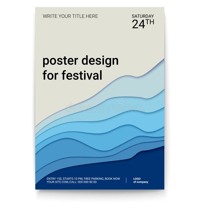 Poster Design with a Pattern of Cut Paper. the Symbol of the Surf, Wind ...