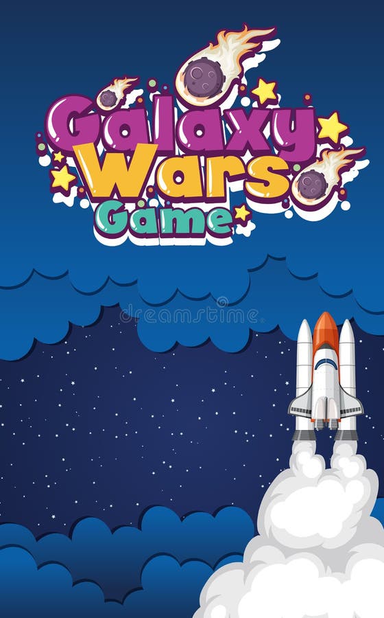 Poster Design with Spaceship Flying in the Space Background Stock ...