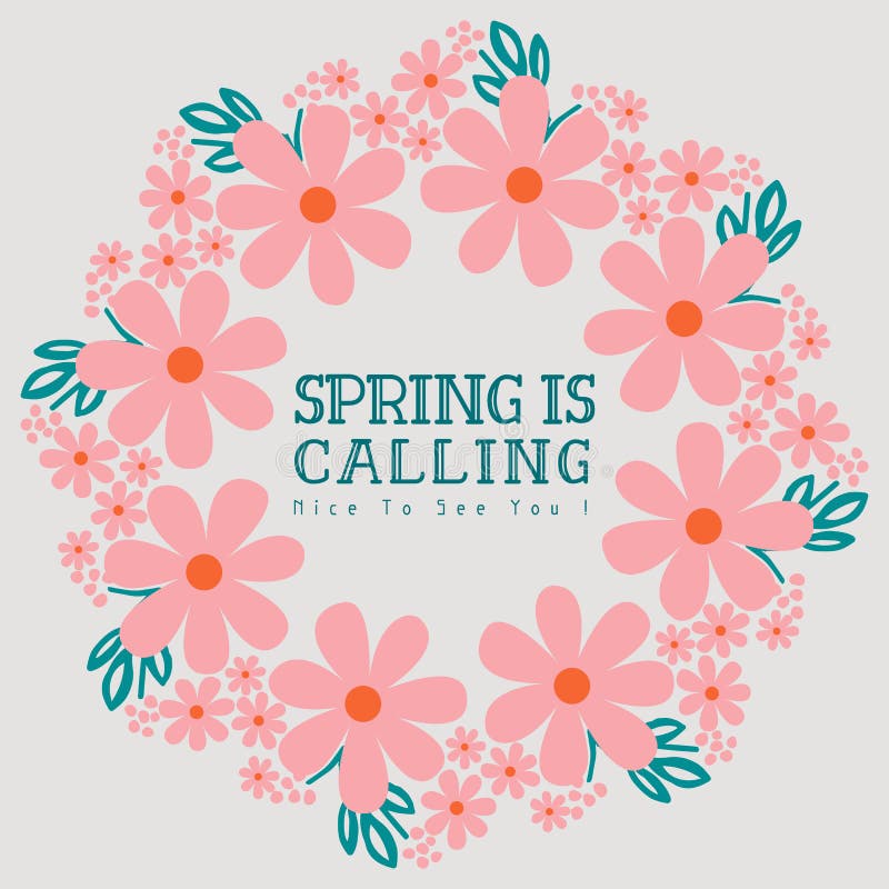 Poster Design for Spring Calling Greeting Card, with Crowd of Leaf and ...