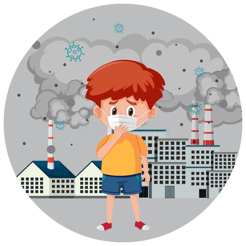 Poster Design for Stop Pollution with Boy Wearing Mask Stock ...