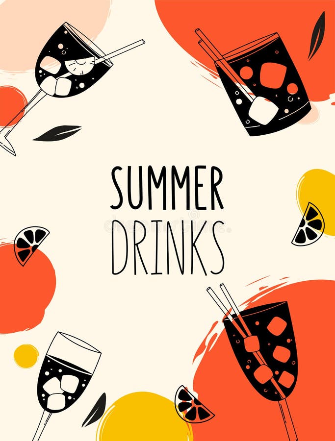 Poster Design Template for Menu or Cafe with Colored Glasses Stock ...