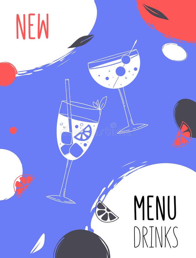 Poster Design Template for Menu or Cafe with Colored Glasses Stock ...