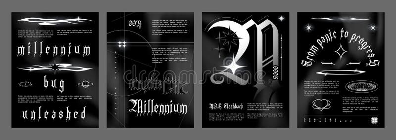 Poster Design Template in Y2k Grunge Gothic Style Stock Vector ...