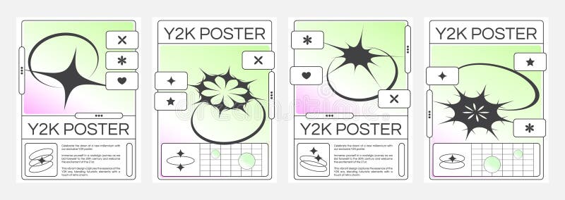 Poster Design Template in Y2k Style Stock Vector - Illustration of ...