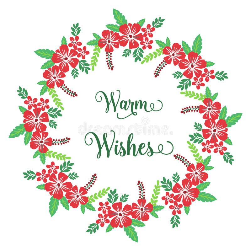 Poster Design Text Warm Wishes, with Vintage Red Flower Frame. Vector ...