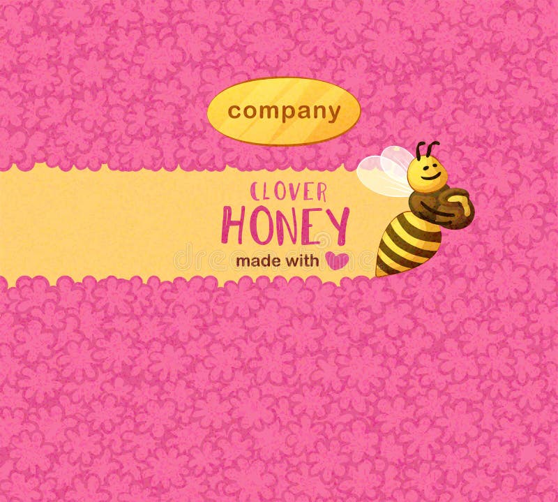 Poster Design with Vector Honey Bee Character, Honey Label Cartoon ...