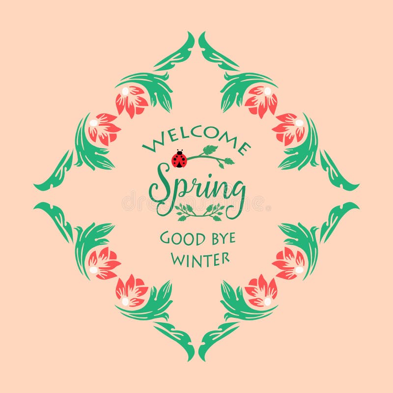 Poster Design for Welcome Spring, with Elegant Style Leaf and Red ...