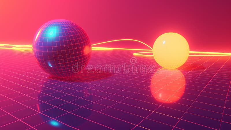 The Poster is Designed with a Perspective Grid Surface and Ball on a ...