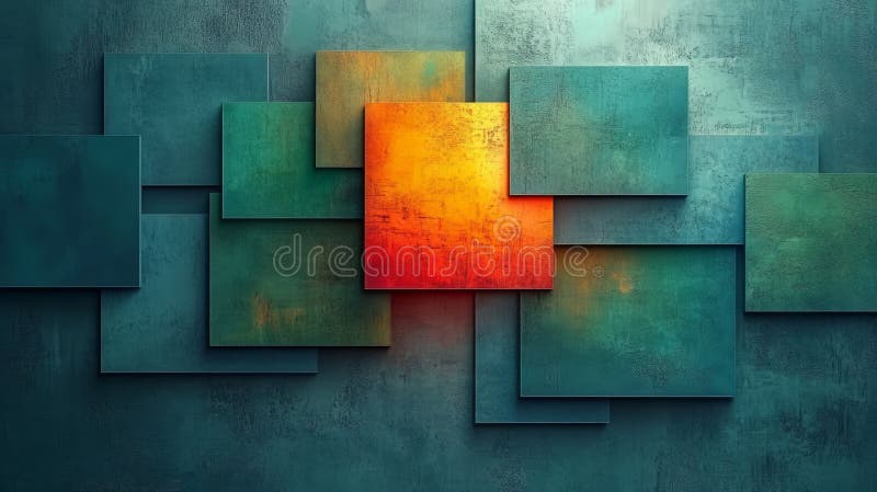 Poster with Different Intersecting Geometric Shapes Stock Illustration ...