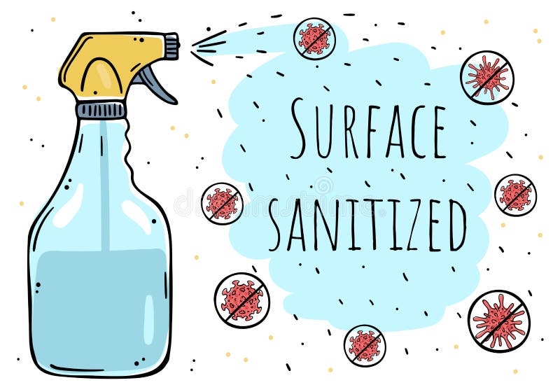 A Poster Disinfectant Spray Eliminates Viruses. Surface Sanitized Stock ...