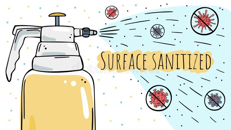 A Poster Disinfectant Spray Eliminates Viruses. Surface Sanitized Stock ...