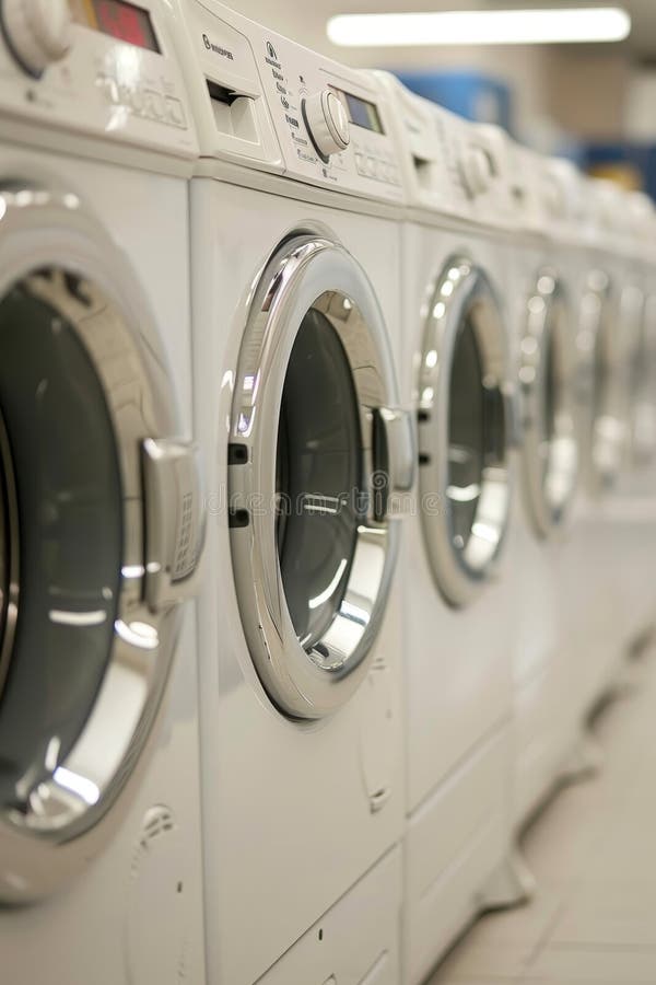 Poster Displaying Row of Washing Machines with Ample Space for Text ...