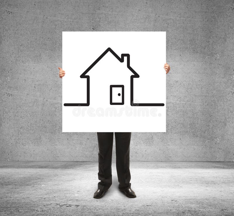 Poster with drawing house stock photo. Image of finger - 27263676