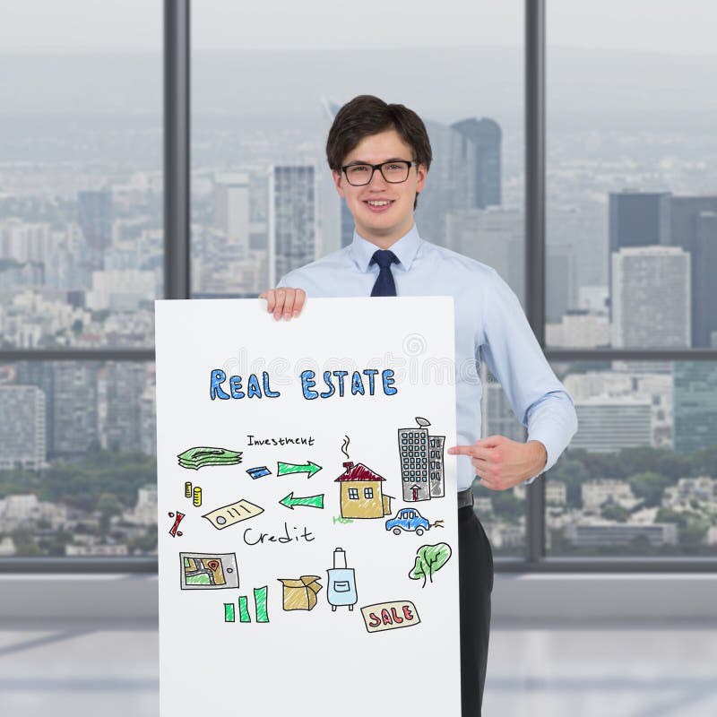 Realtor Drawing Real Estate Concept Stock Photo - Image of businessman ...