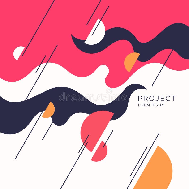 Poster with Dynamic Waves. Vector Illustration in Minimal Style ...