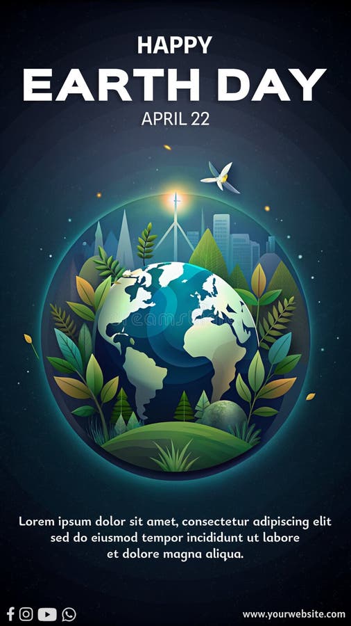 A Poster for Earth Day with a Globe and Trees Stock Image - Image of ...