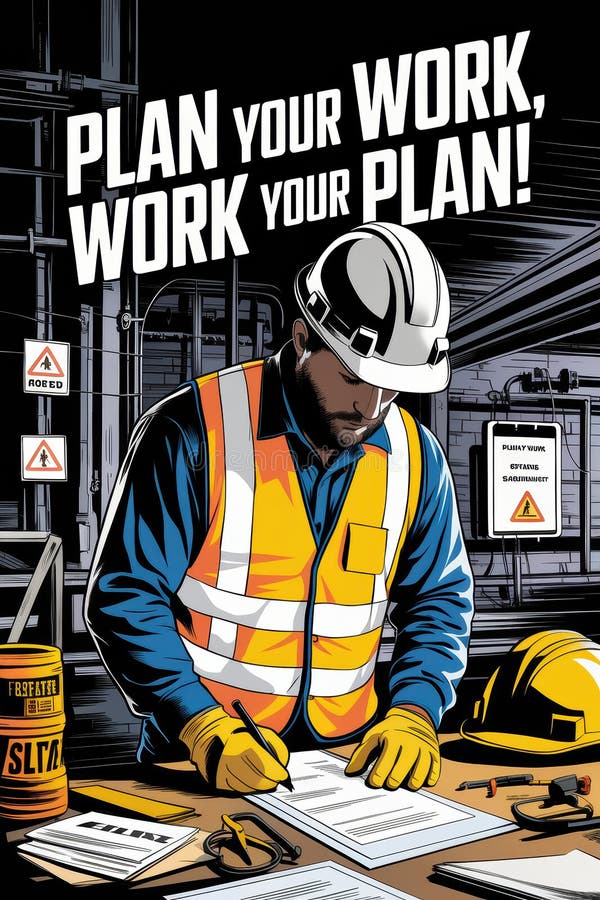 Safety Slogan for Factory Work Planning Stock Illustration ...