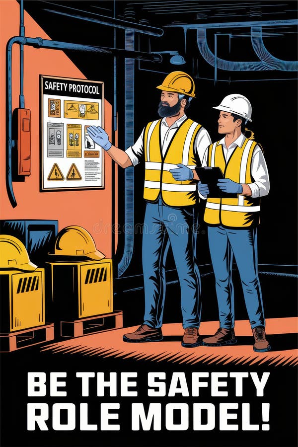 Safety Role Model Poster for Factory Settings Stock Illustration ...