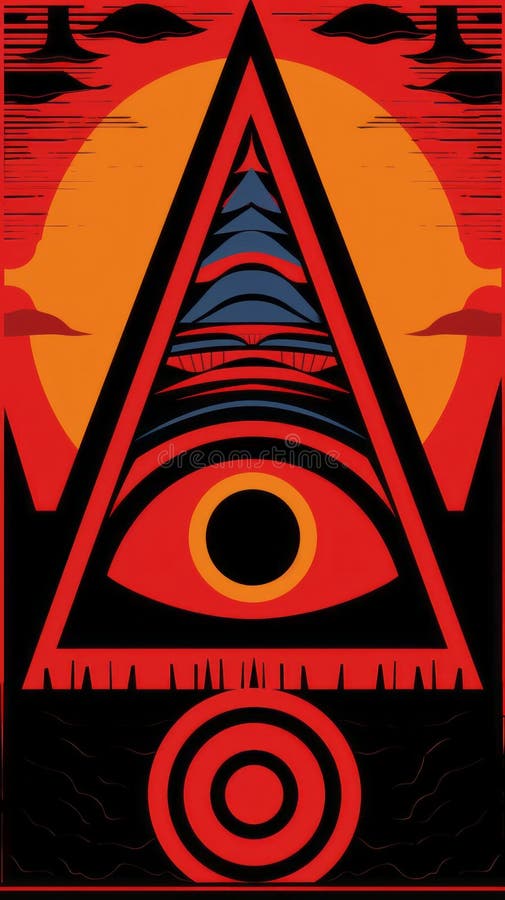 A Poster with an Eye in the Middle of a Triangle Stock Illustration ...