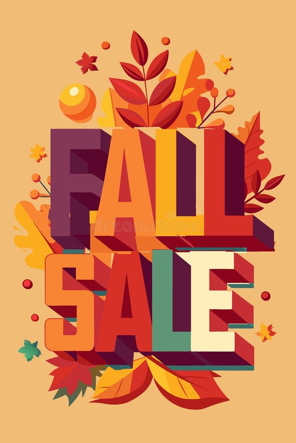 Poster with Fall Sale Theme, Leaves, Flowers in Vibrant Design Stock ...