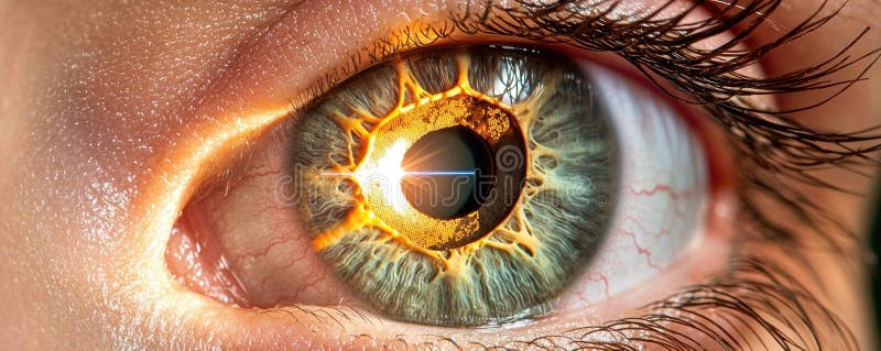 The Poster Features a Close Up Image of an Eye with a Laser Beams ...