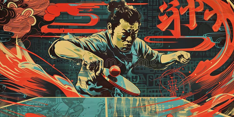 A Poster Featuring Chinese-style Ping Pong Stock Photo - Image of ...