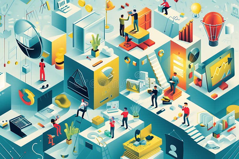 Poster Featuring an Office Team and Innovative Tools in a Collaborative ...