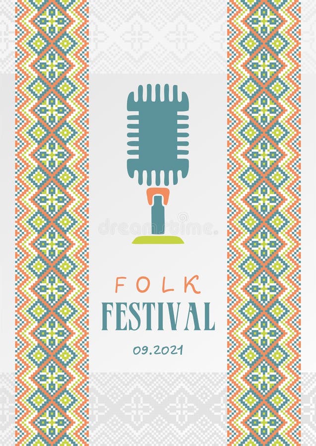 Poster for the Folk Festival Using National Patterns and Elements Stock ...