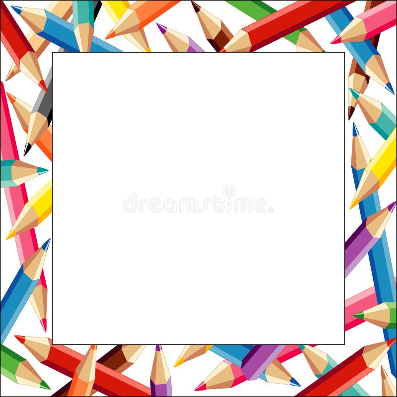 Colored Pencils Frame stock vector. Illustration of colorful - 4670483