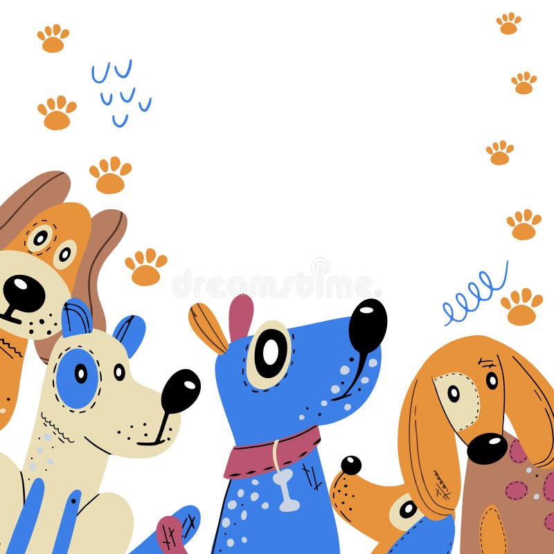 Dog Breeds Frame Badges or Logo Templates Collection. Hand Drawn Husky ...