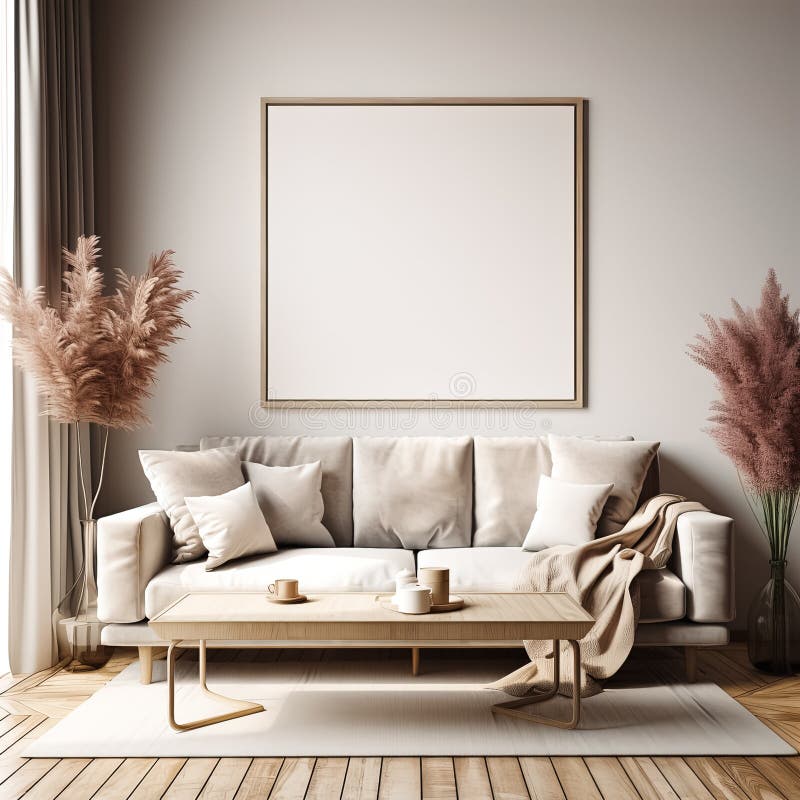 Poster Frame Mock-Up in Contemporary Modern Interior, Blank Background ...