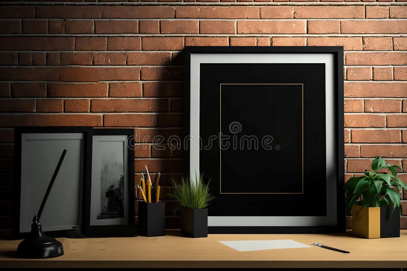 Poster Frame Mockup on the Minimalist Classic Desk Concept, Generative ...